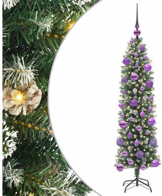 vidaXL K&uuml;nstlicher schlanker Weihnachtsbaum Gr&uuml;n und Wei&szlig; 120 cm vidaXL