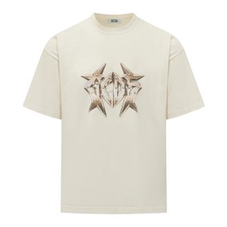 GCDS T-Shirt mit Nietenlogo - - Tops - Herren - Beige - M