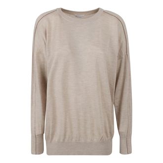 Brunello Cucinelli Embellished Sided Rib Sweater - - Knitwear - Damen - Beige - M