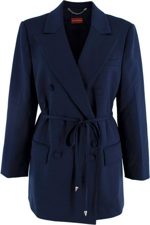 Altuzarra Navy Wool Blend Belted Tailored Jacket Size S