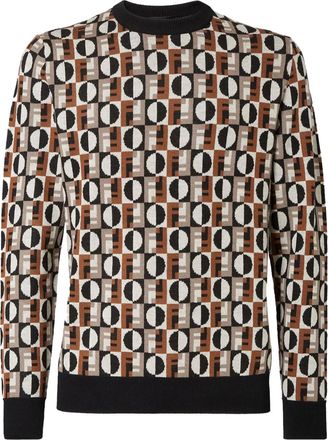 Fendi pull en maille intarsia - Marron