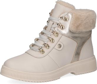 Caprice Damen Stiefeletten zum Schnüren Gefüttert, Weiß (Offwhite Comb), 36 EU
