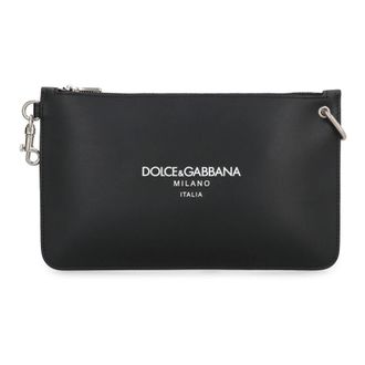 Dolce & Gabbana Leder Flache Tasche mit Schultergurt - - Bags - Herren - Schwarzk - ONE SIZE