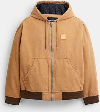 Coach Canvas-Zip-Hoodie f&uuml;r M&auml;nner in Beige, Gr&ouml;&szlig;e Mittel | Baumwoll