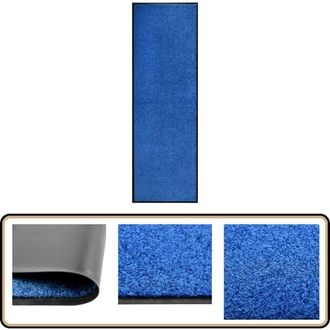 vidaXL Fußmatte Waschbar Blau 60x180 cm - Innenfußmatte - Außenfußmatte - Türmatte - Waschebene - Blaue Fußmatte