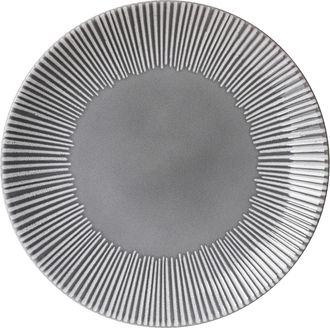 Ritzenhoff & Breker Banda Speiseteller, 27 cm, Runder Essteller mit Streifen-Relief, Minimalistisches Geschirr in Coupe-Form, Sp&uuml;lmaschinenfest, Steingut, Grau