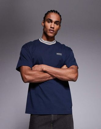 Barbour Taley - T-shirt oversize &agrave; logo et liser&eacute;s - Bleu marine
