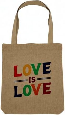 Fabulous Sac Shopping Tote Bag Aspect Lin - Love is Love LGBTQ+ Gay Lesbian Rainbow - Sac de Courses Toile Epaisse 360g Beige Naturel Cabas Port&eacute; Epaule Solide