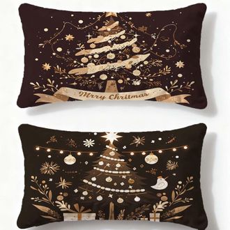 Generic Ocker Kissenbezug Weihnachten Sofakissen 40x80cm Rectangle Zierkissen 2er Set,2026 Neu Samt Kissenbez&uuml;ge Mit Verstecktem Rei&szlig;verschluss f&uuml;r Winter Woh