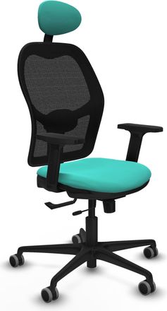 Piqueras y Crespo B&uuml;rostuhl mit 2D-Armen, h&ouml;henverstellbare Lendenwirbelst&uuml;tze und festes Kopfteil, ausgestattet mit Syncro/Traslack und injiziertem Schaumstoff, Schwar