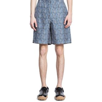 Fendi Mens Blue Silk Bermuda Shorts