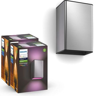 Philips Hue - Resonate Wandleuchte, 2er-Pack, Edelstahl, WACA, 2x8W
