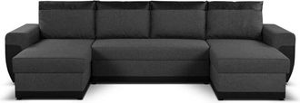 Best Mobilier Bestmobilier - Milan - wohnlandschaft ecksofa - schlaffunktion - 7 sitzpl&auml;tze - 2 aufbewahrungskisten - schwarz / grau