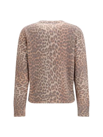 Ganni Womens Tiger-Print Sweater Almond Milk