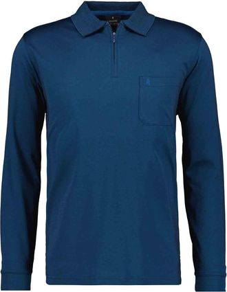 Ragman Herren Softknit-Poloshirt Langarm mit Zip Dunkelblau-793, 5XL