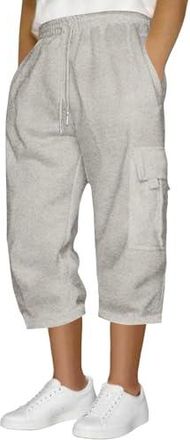 Generic Pantalon de jogging pour homme - Gris - Longueur 3/4 - Pantalon de loisirs baggy - Confortable - Pantalon de plage respirant - Pantalon de surv&ecirc;tement