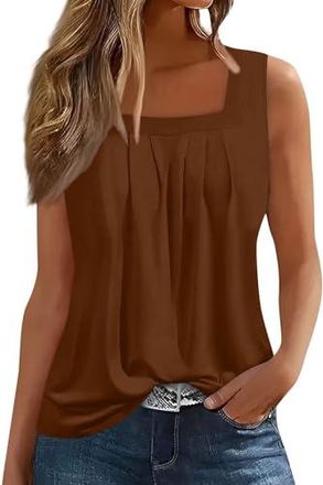 Generic Debardeur Femme Chic et &eacute;l&eacute;gant Chemisier sans Manche D&eacute;bardeur Crop Top Ete Haut Chic et Elegant Caraco Vetement Femme Tee Shirt sans Manche Fluide A