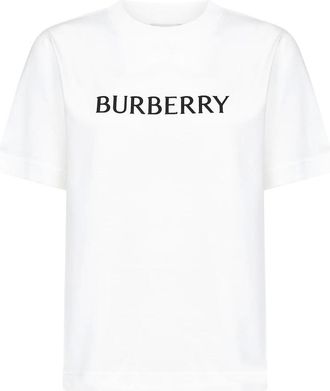 Burberry Femme, Tops, Blanc, Taille: 38 FR Logo Cotton T-shirt