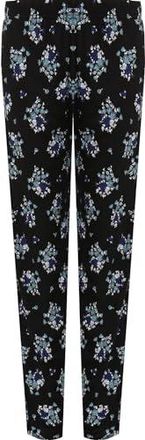 WearAll Pantalon int&eacute;gral floral pour femme, avec imprim&eacute; floral, taille &eacute;lastique, tailles 36 &agrave; 54, Motif floral bleu sarcelle., 48