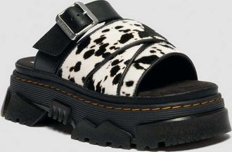 Dr. Martens Mattison Slide Dalmatiner Hair On Leder Sandalen in Creme, Gr&ouml;&szlig;e: 36