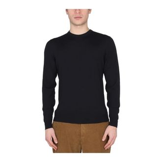 Drumohr Homme, Pulls, Noir, Taille: M Pull Ras du Cou en Maille Fine Premium