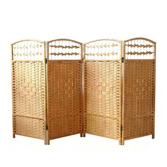 Generic Kurzer Raumteiler, Kindergarten-Trennwand, Faltbare Rattan-Raumteiler, Hohles Design, for B&uuml;ro, Wohnzimmer, Schlafzimmer(Yellow,30x50cm-4 Pieces)