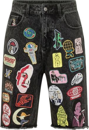 KidSuper Studios Homme, Shorts, Multicolore, Taille: XS Patches Denim Short