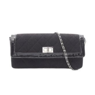 Chanel Pre-owned Sac bandouli&egrave;re matelass&eacute; 2.55 en toile et cuir verni - Femme - Pre-owned - Noir - Taille: ONE Size