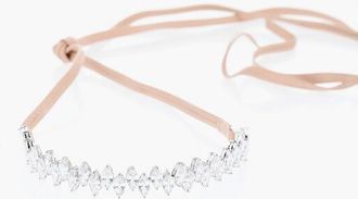 Fallon Leather Lace-up Choker with Rhinestones size Unica