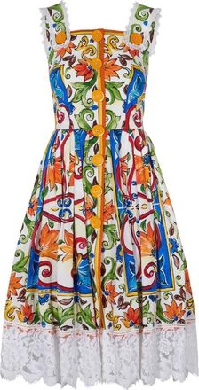 Dolce & Gabbana Majoilca Print Midi Dress Size M