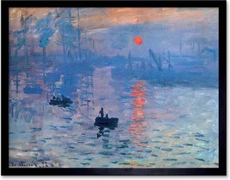 Wee Blue Coo Claude Monet Impression Sunrise Old Master Painting Art Print Framed Poster Wall Decor Kunstdruck Poster Wand-Dekor-12X16 Zoll