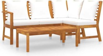 vidaXL Vidaxl - Salon de jardin 4 pcs avec coussin Cr&egrave;me Bois dacacia solide