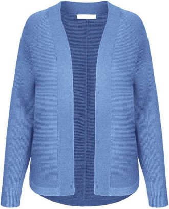 bianca Strickjacke OTIS in quer gestricktem Feinpatent, mit langem V-Neck