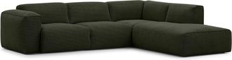 Studio Copenhagen home24 Ecksofa 3-Sitzer mit Recamiere Gr&uuml;n/Graugr&uuml;n Webstoff Saia 295 x 71 x 231cm Ottomane davorstehend rechts Modern