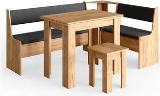 Vicco Groupe de banquettes dangle Roman, Ch&ecirc;ne de force dor&eacute;, 180 x 41.5 cm avec table