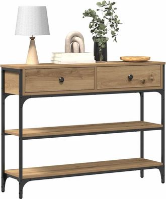 Generic Konsolentisch Altholz Schichtholz und Metall, Rechteckiger Konsolentisch, Robuster Holzwerkstoff, Leveler f&uuml;r Moderne R&auml;ume(Schwarz 100x25x75 cm) (100