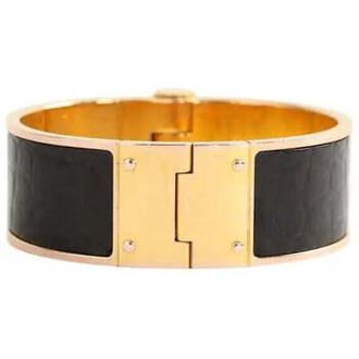 Herm&egrave;s Bracelet en cuir noir