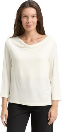 Tom Tailor Damen 1048943 Langarmshirt mit Wasserfallkragen, 10315-Whisper White, 3XL