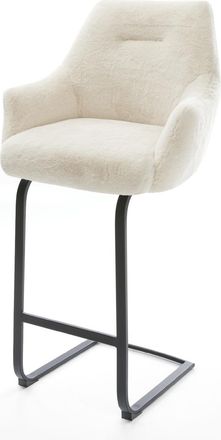 DELIFE Barstuhl Alja-Flex Pl&uuml;sch Creme-Wei&szlig; Freischwinger Flach Metall Schwarz Taschenfederkern, Barst&uuml;hle