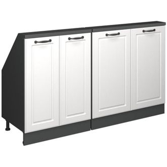 Vicco Armoire sous pente de toit 140x81.6 cm - 4 portes - Panneau de particules m&eacute;lamin&eacute; - Anthracite et blanc - Lot de 2