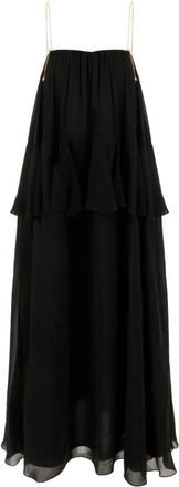 Chlo&eacute; Femme, Robes, Noir, Taille: 38 FR Longue Robe Sans Manches en Georgette de Soie
