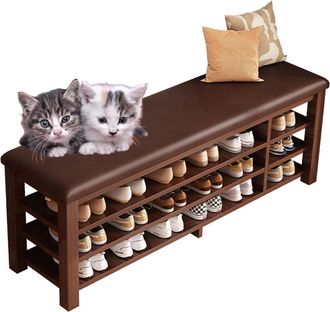 Generic Bank Sitzschuh Aufbewahrung Eingangsstraße Festholzschuhgepackung Kleiner Eingangsbank Schlammroom Flur Schuhschrank Organisator braun 100cm