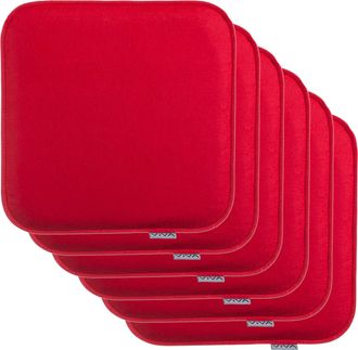Brandsseller 6er Set Sitzkissen aus Filz 35x35x2 cm - Robuste Stuhlauflagen f&uuml;r innen und au&szlig;en, eckiges Sitzpolster, strapazierf&auml;higes Kissen f&uuml;r St&uuml;hle - Rot