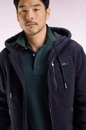 Eden Park Sweatshirt Zipp&eacute; &Agrave; Capuche Bimati&egrave;re Marine Coupe Droite