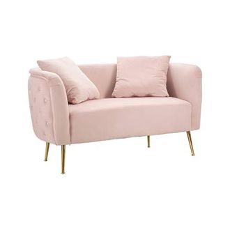 Dmora 2-Sitzer Sofa Bernalda 127x74x71 cm Rosa mit Kissen