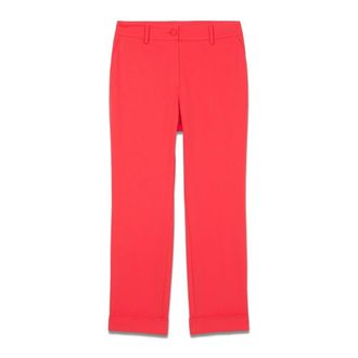Oltre Femme, Pantalons, Rouge, Taille: 46 FR Pantalon Cigarette en Cr&ecirc;pe