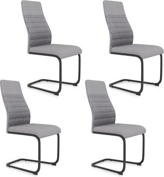 Costway Lot de 4 Chaises de Salle &agrave; Manger, sans Accoudoirs avec Dossier Haut Inclinable, Patin Antid&eacute;rapant, Si&egrave;ge et Dossier Rembourr&eacute;s, Charge 150KG