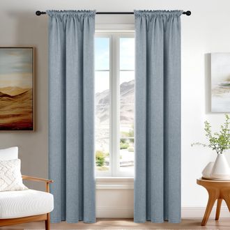 Deconovo 100% Verdunklungsvorhang Blickdicht Gardinen Wohnzimmer Vorh&auml;nge f&uuml;r Gardinensheine K&auml;lteschutz Thermovorh&auml;nge Vorhang Schlafzimmer, 220x55cm(H&ouml;hexBre