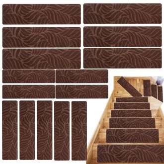Generico Rutschfeste Treppenstufen: Packung mit 15 St&uuml;ck, selbstklebend, rutschfest, in verschiedenen Gr&ouml;&szlig;en, sichere Traktion f&uuml;r Holz-Innenstufen, Pr&auml;vention