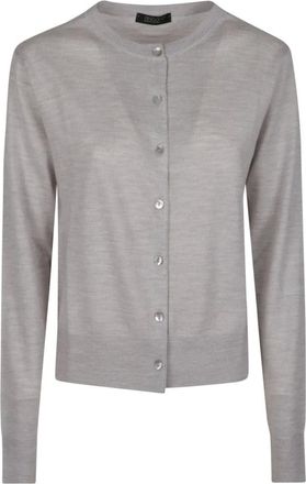 Aragona Femme, Pulls, Gris, Taille: 40 FR Long Sleeve Round Neck Cardigan